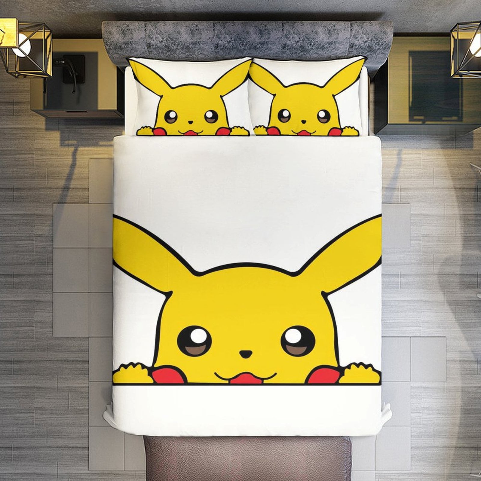 Pikachu Pokemon Peeker Peeking Duvet Cover Set with 2 Pillowcases for ...