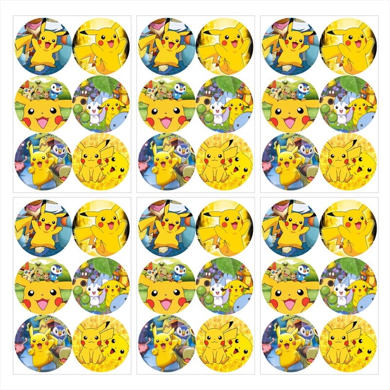 Pikachu Pokemon Stickers Labels Birthday Party Favors Thank You Themed ...