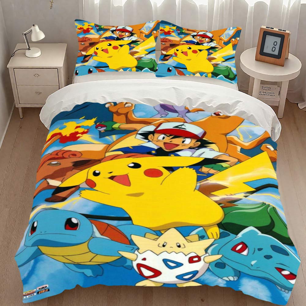 Pikachu Pokemon Teen Bedding Set Kids Sheet Toddler Pillow Christmas ...