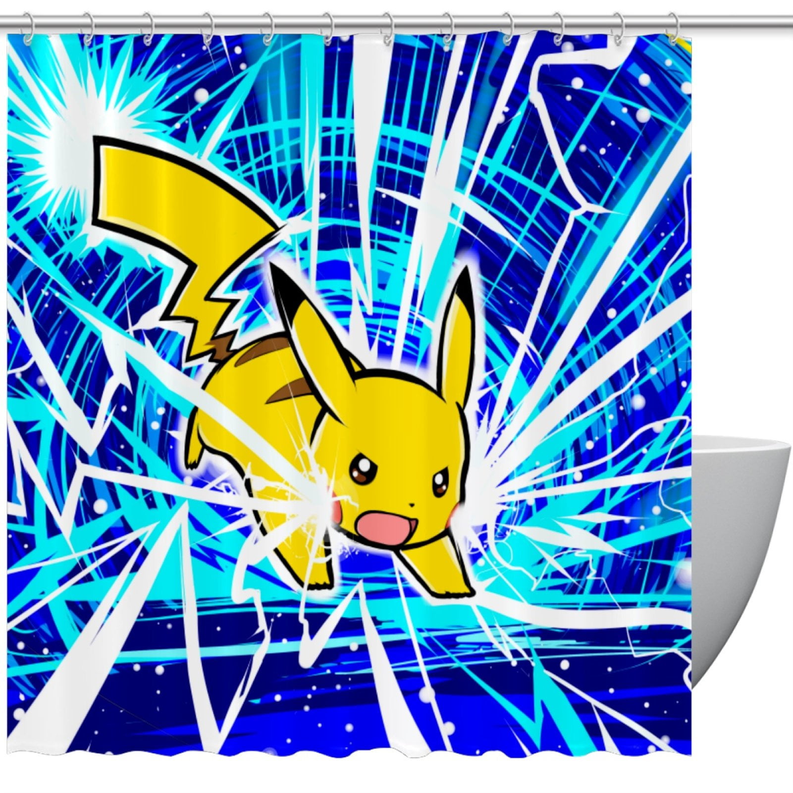 Pikachu Printed Shower Curtain with Hooks 60" x 72" - Walmart.com