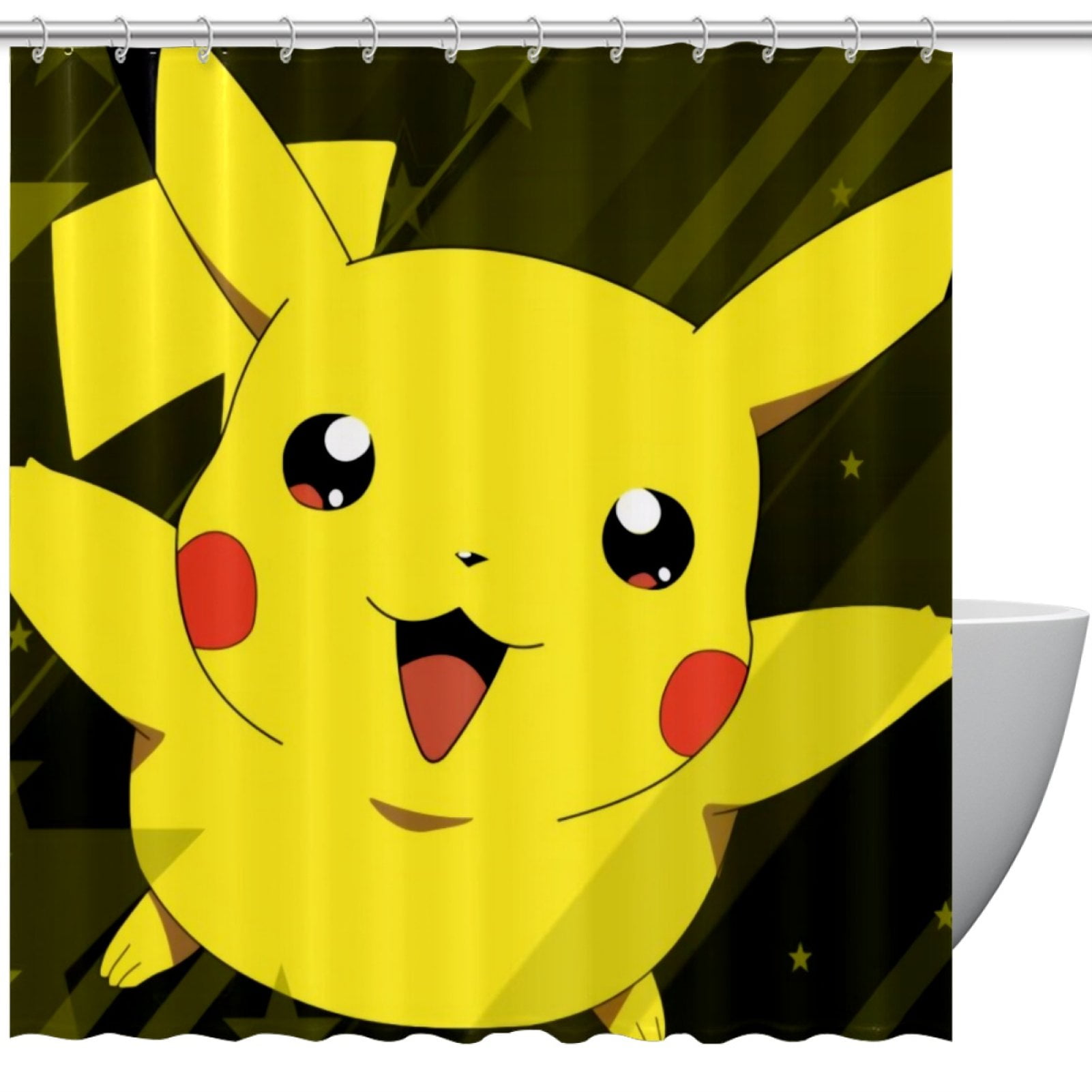 Pikachu Printed Shower Curtain with Hooks 60" x 72" - Walmart.com