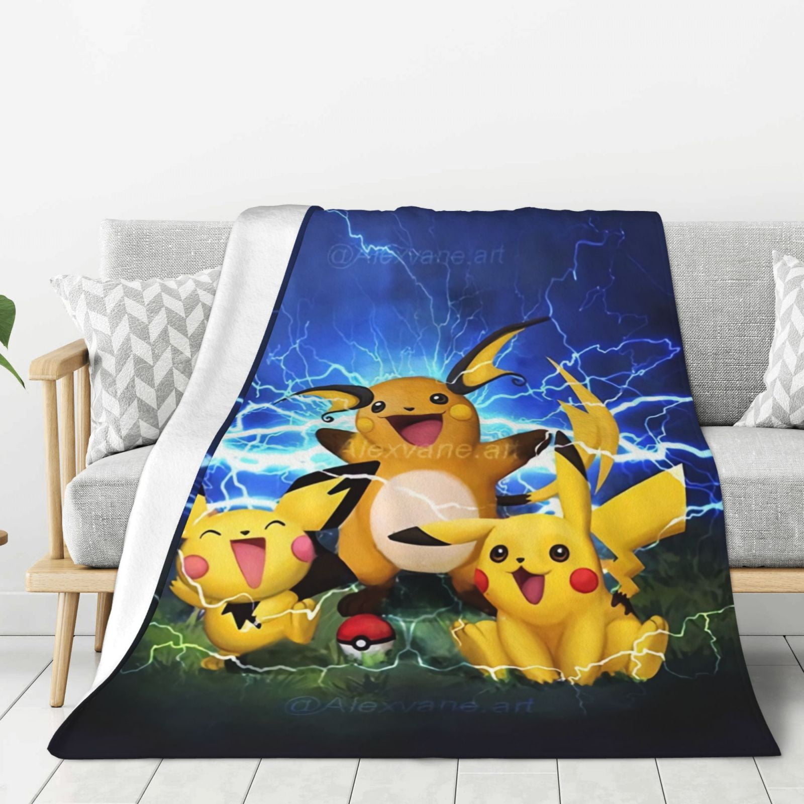Pikachu Raichu And Pichu Fanart. Blanket Queen Size for Bed - Throw ...