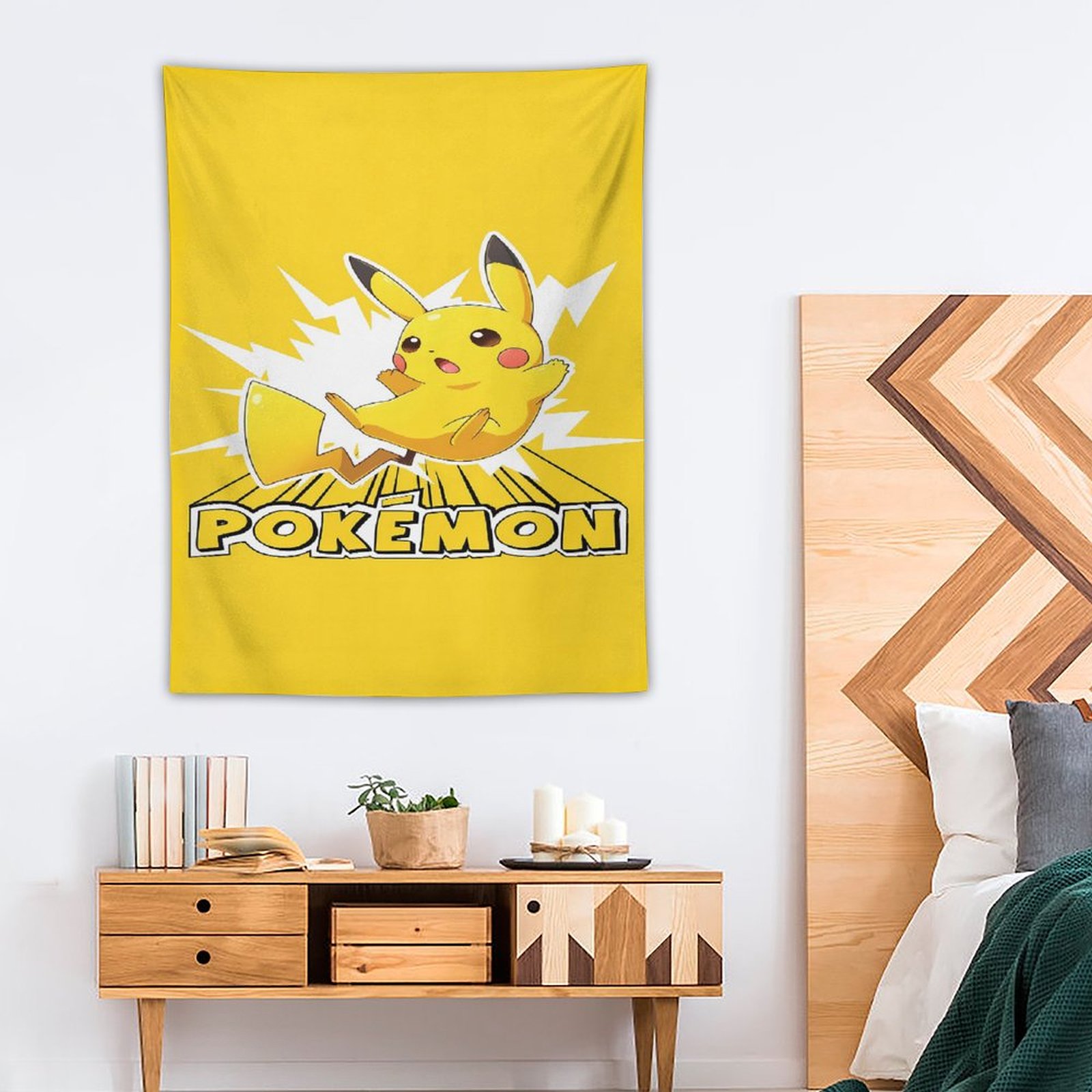Pikachu Tapestry Bedroom Indie Vertical Tapestry Wall Hanging for ...