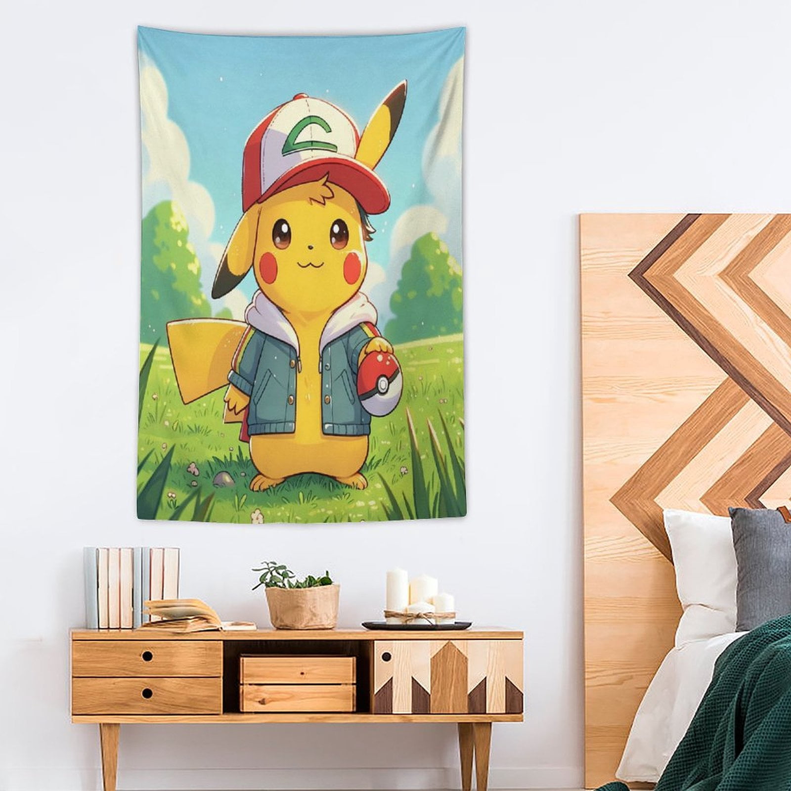 Pikachu Tapestry Bedroom Indie Vertical Tapestry Wall Hanging for ...
