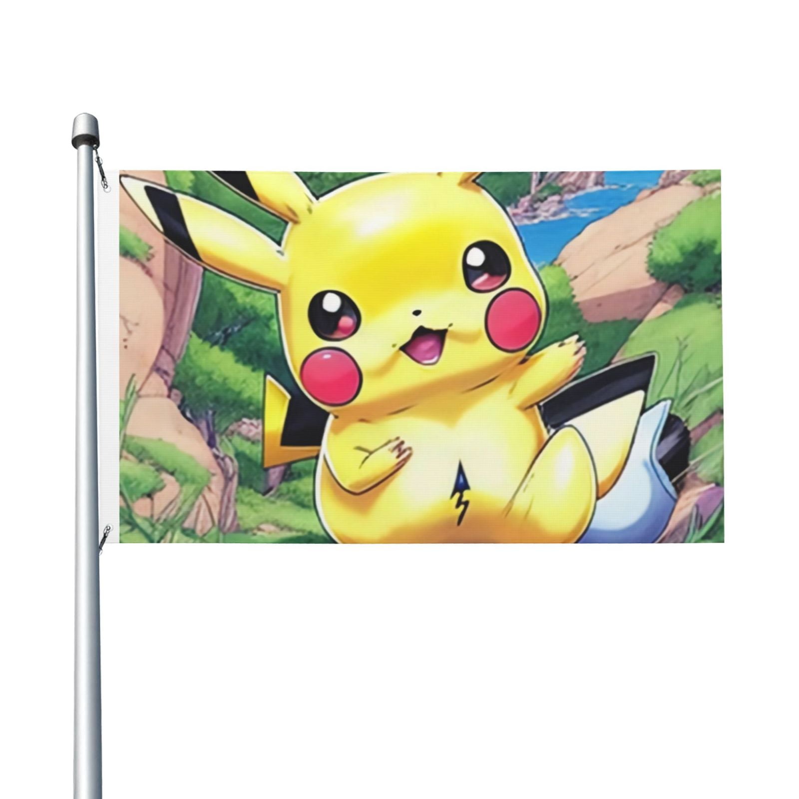 Pikachu The Iconic Electric Mouse Pokémon 3x5ft Face Flag Fade Proof ...
