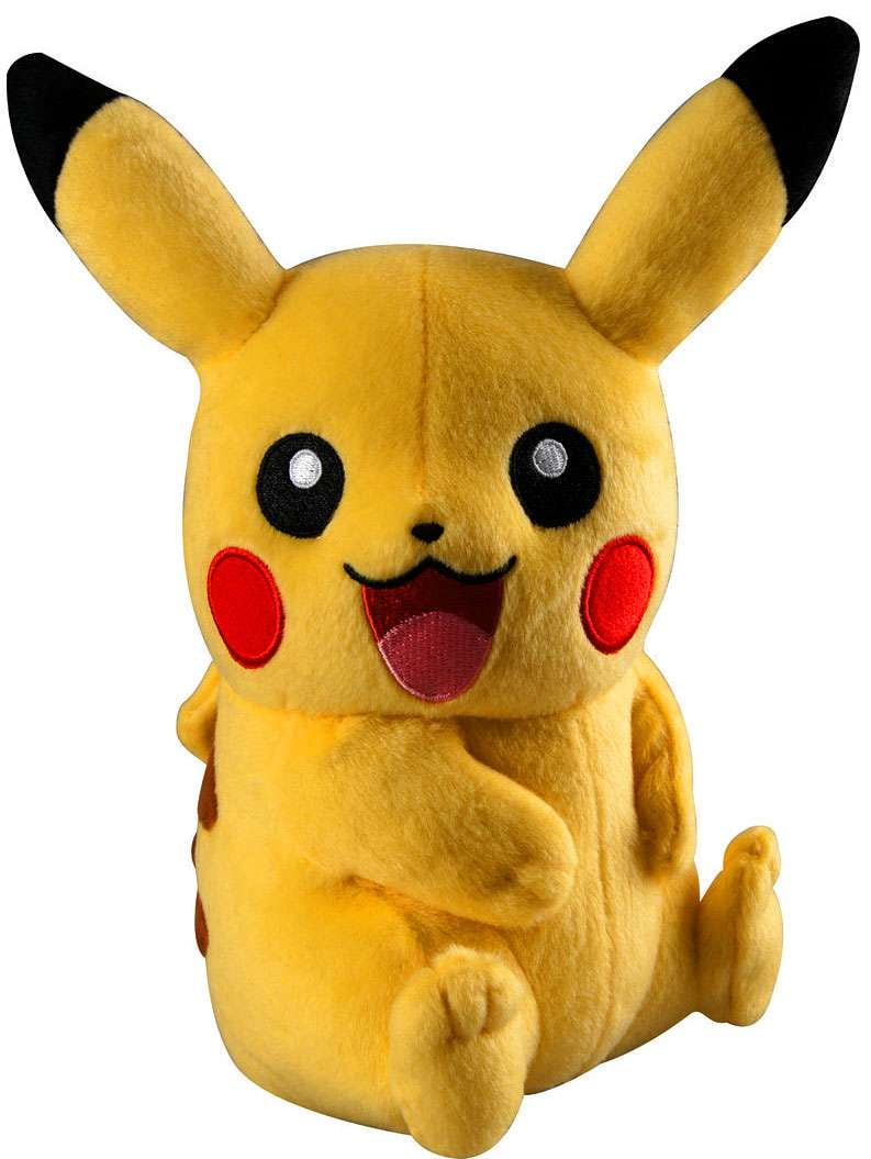 Pikachu Trainer's Choice Plush Sitting, Mouth Open, Both Eyes Open ...