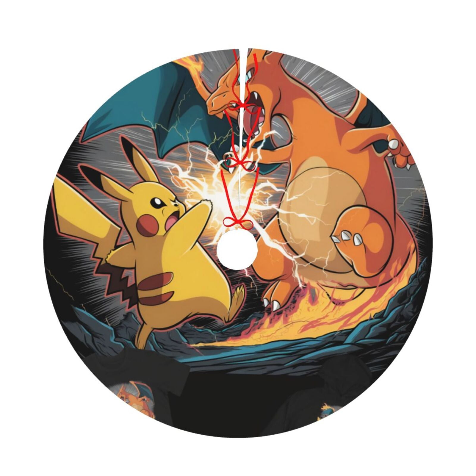 Pikachu Vs Charizard Christmas Tree Skirt 36 Inch,Soft and Funny Merry ...