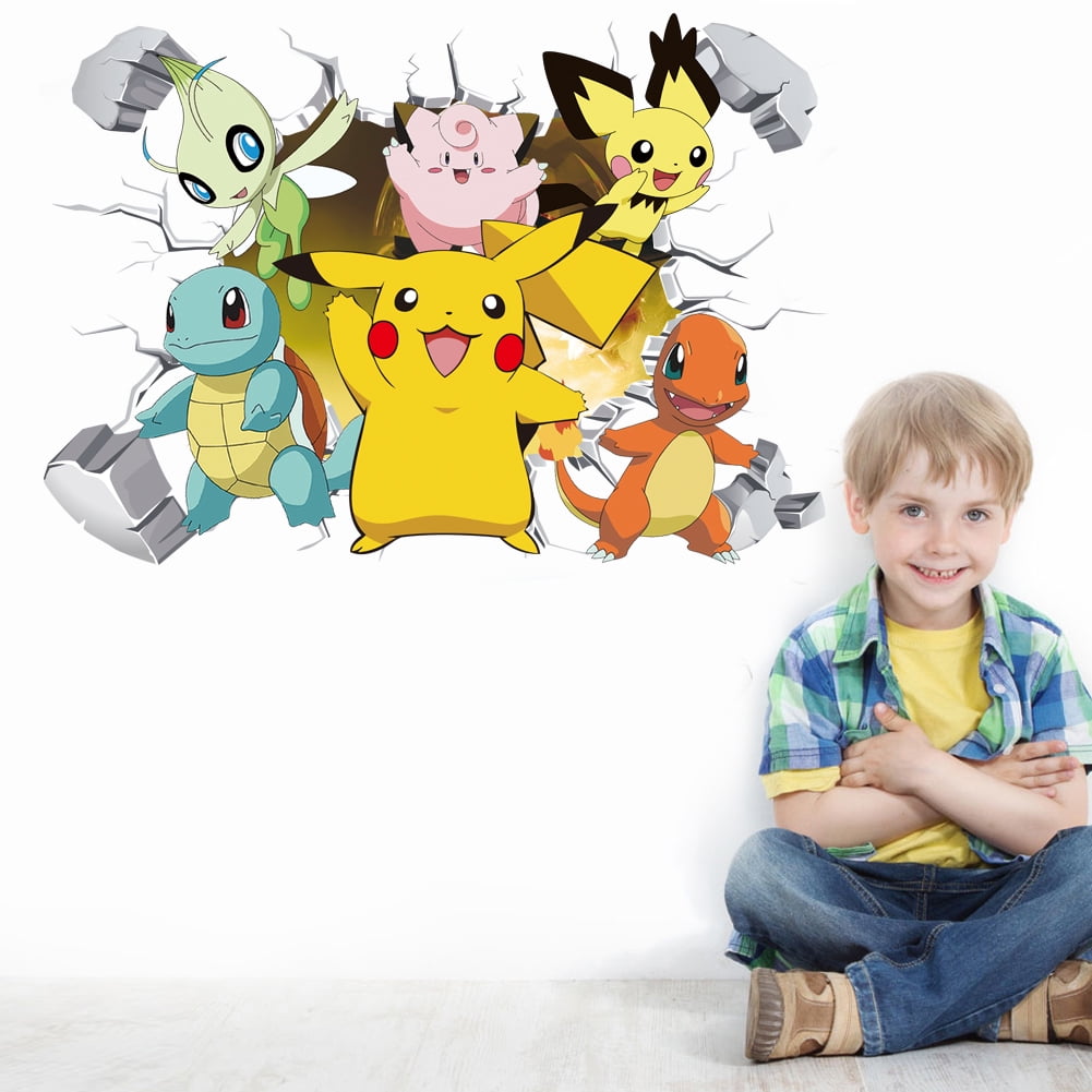 Pikachu Wall Stickers Game Wall Decal Self-Adhesive Pikachu Wall ...