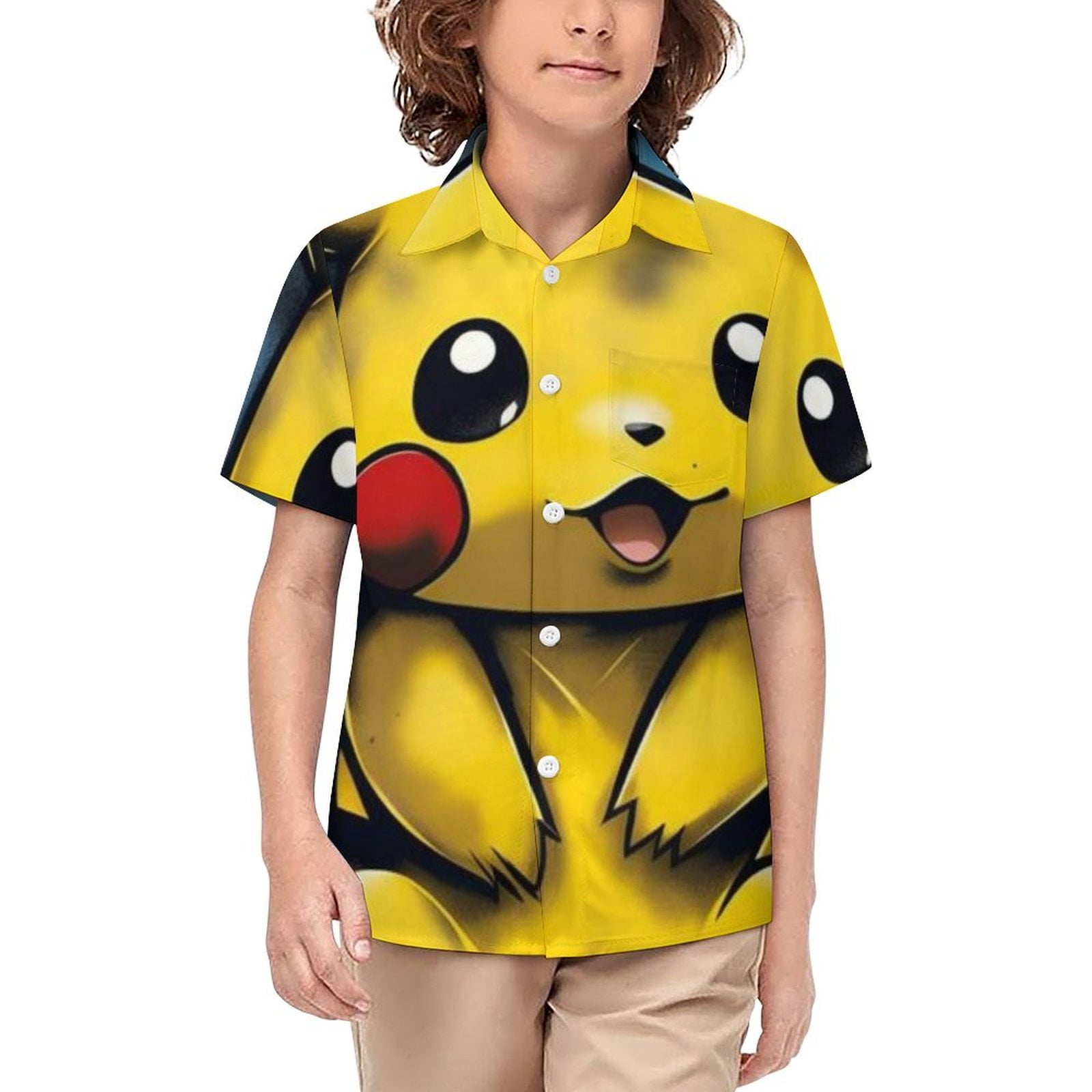 Pikachu button down shirt boys summer 13-14T - Walmart.com