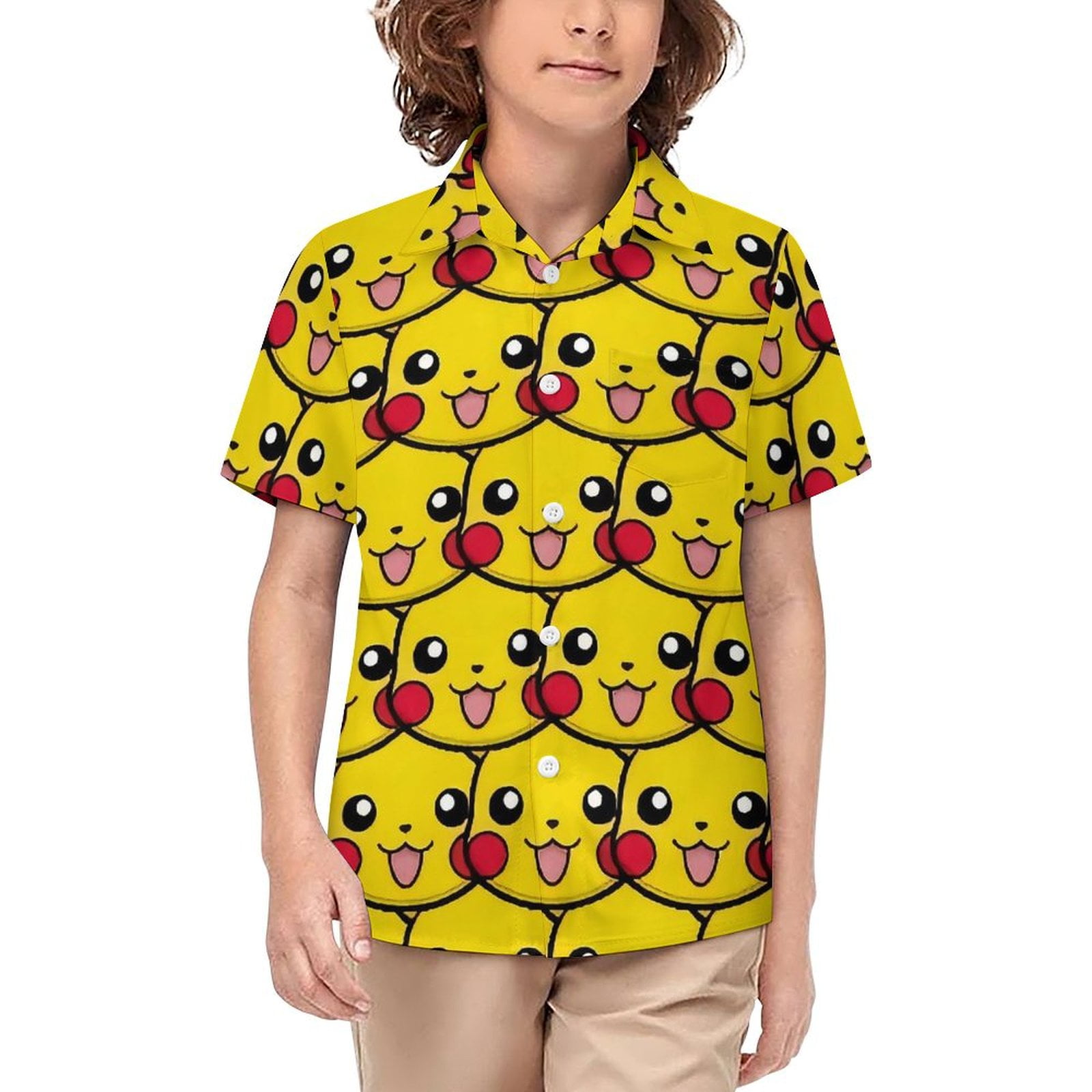Pikachu button down shirt boys summer 15-16T - Walmart.com