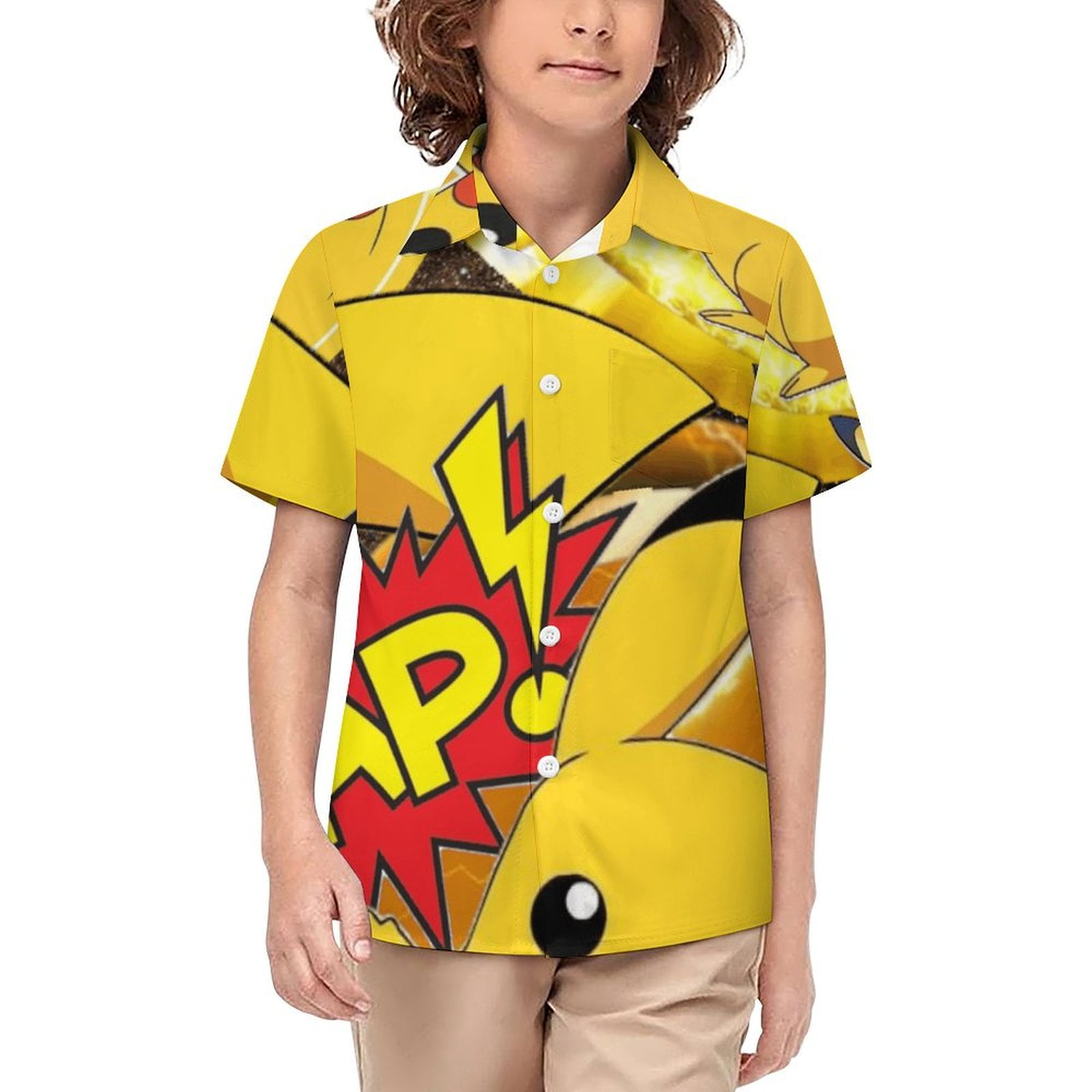 Pikachu button down shirt boys summer 3-4T - Walmart.com