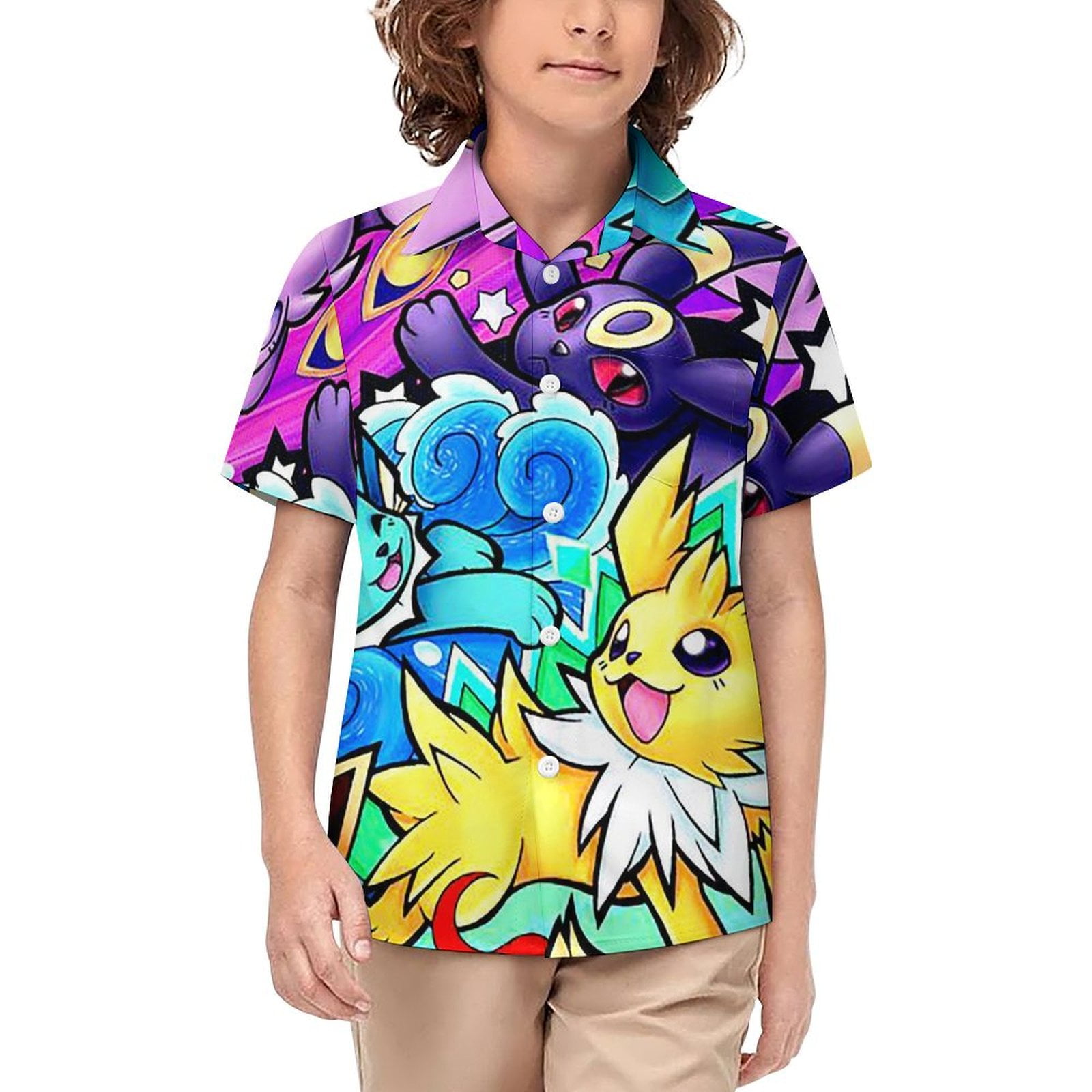 Pikachu button down shirt boys summer 5-6T - Walmart.com