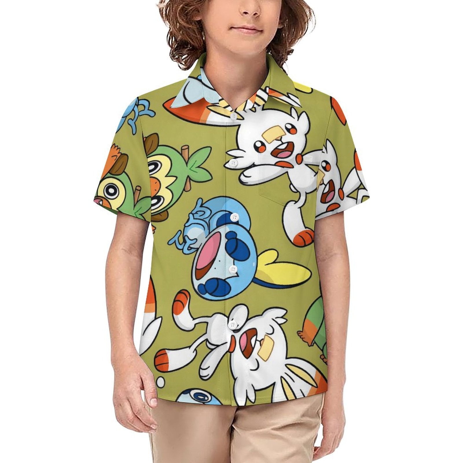 Pikachu button down shirt boys summer 7-8T - Walmart.com