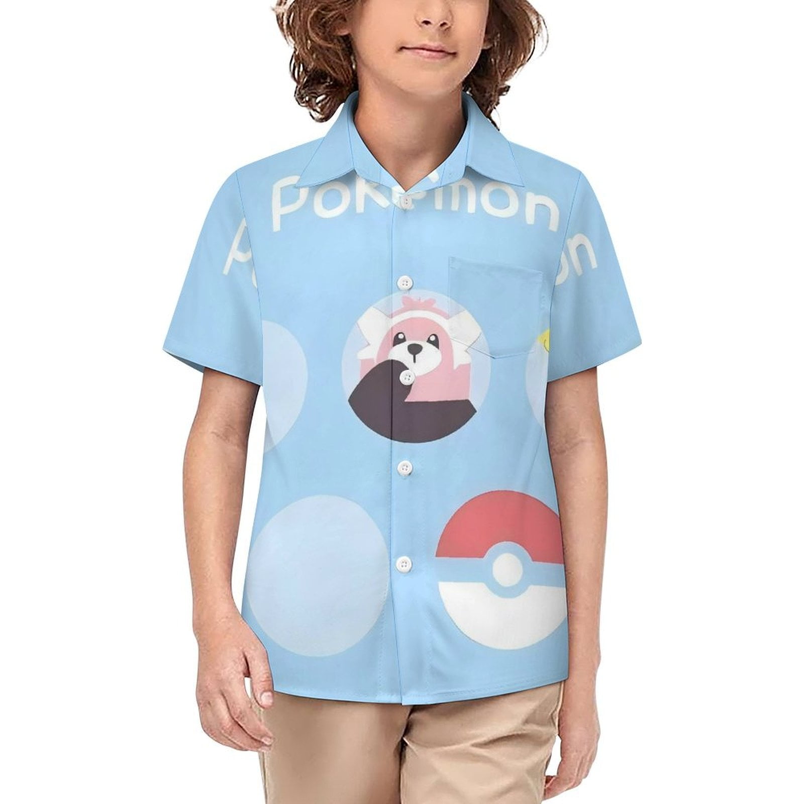 Pikachu button down shirt boys summer 9-10T - Walmart.com
