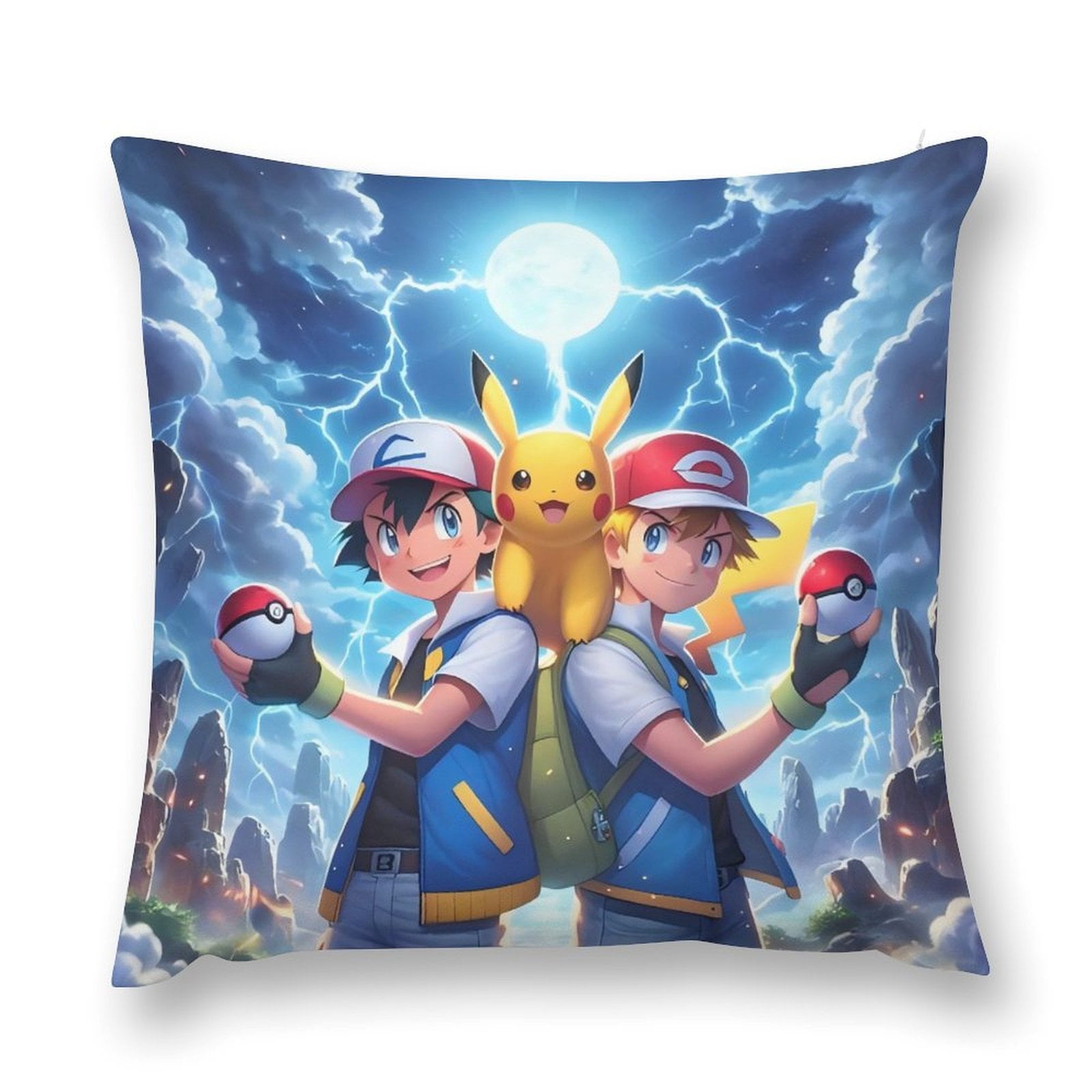 Pikachu cartoon sofapillowcasesoft hug pillowcase 2 PCS 12 "x12 ...