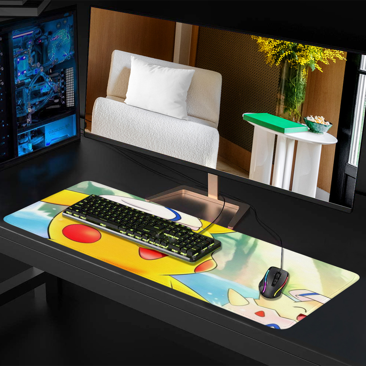 Pikachu cute24*14in Genshin Impact Comfortable Mouse Pad Gaming Mouse ...