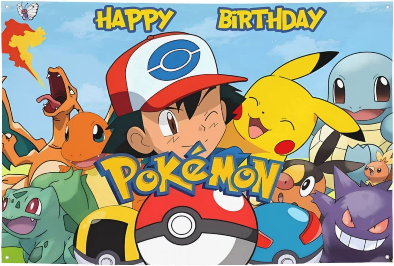 Pikachu kids birthday party background banner decoration supplies ...
