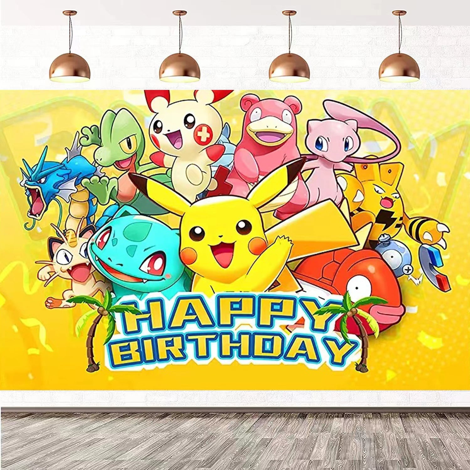 Pikachu kids birthday party background banner decoration supplies ...
