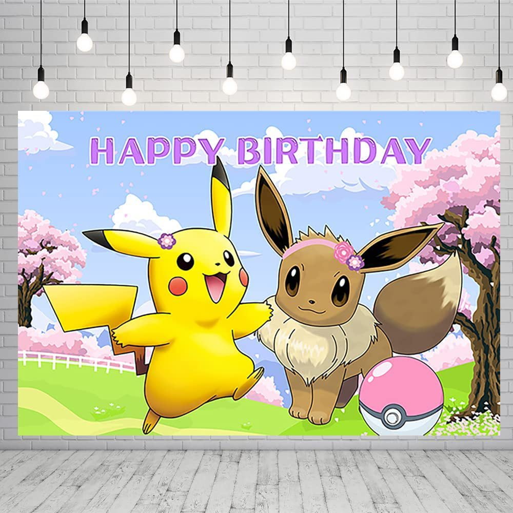 Pikachu kids birthday party background banner decoration supplies ...