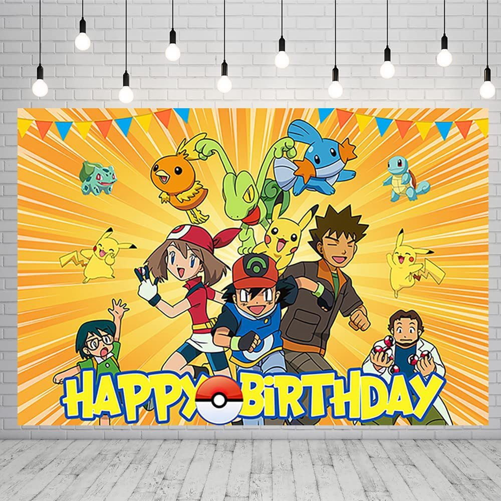 Pikachu kids birthday party background banner decoration supplies ...