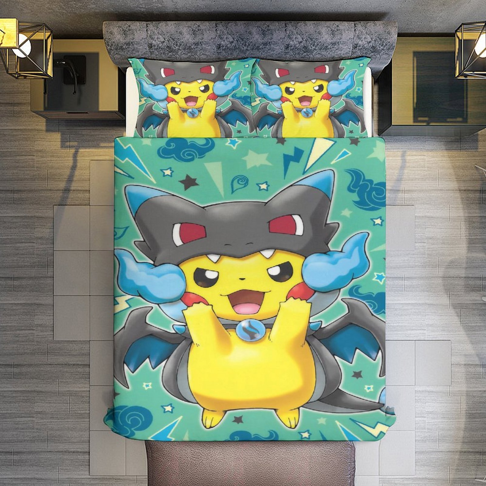 Pikachu-mega Charizard Duvet Cover Set for Kids Boys Girls Bed Set ...