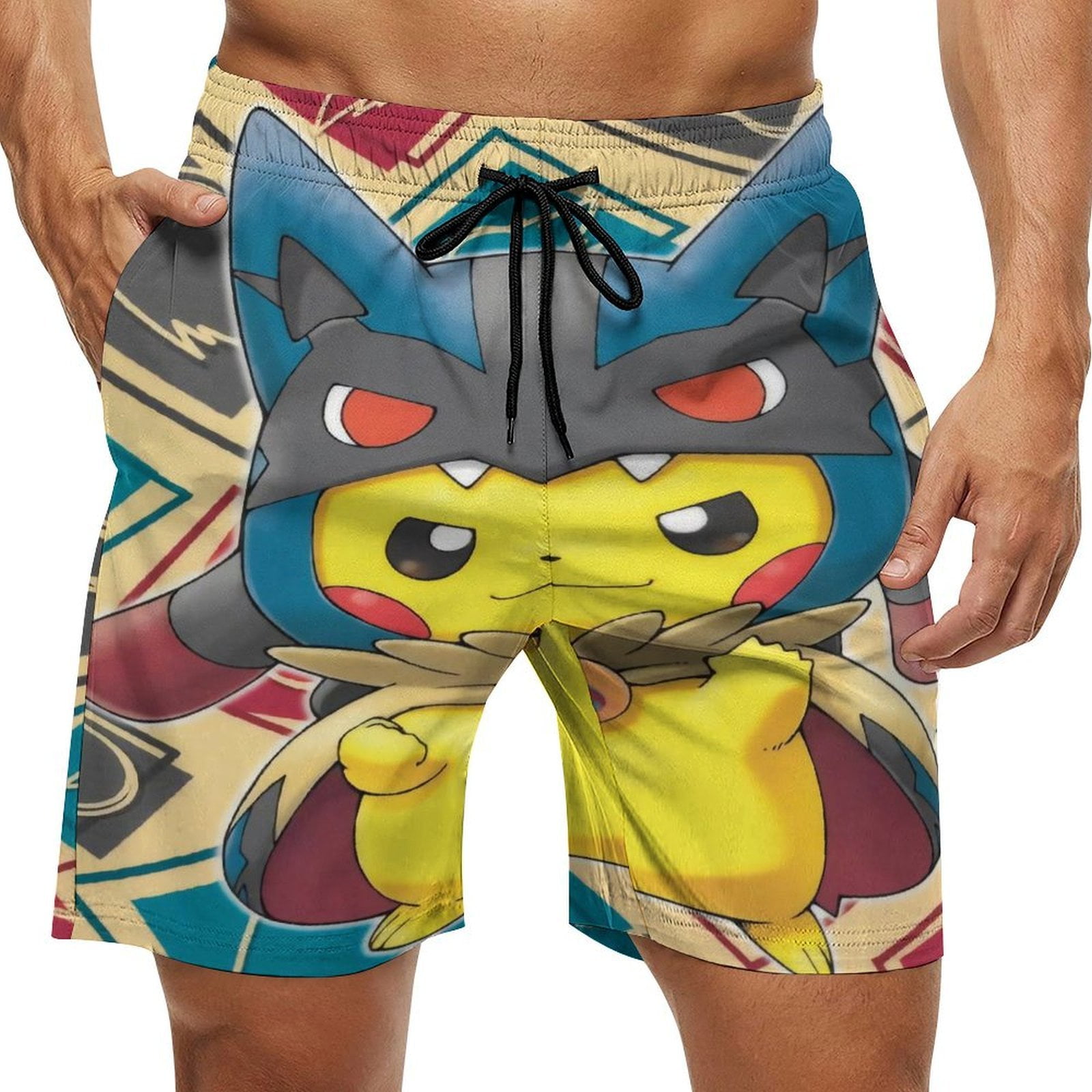 Pikachu-mega Lucario Mens Swimming Trunks Swim Trunks Quick Dry Swim ...