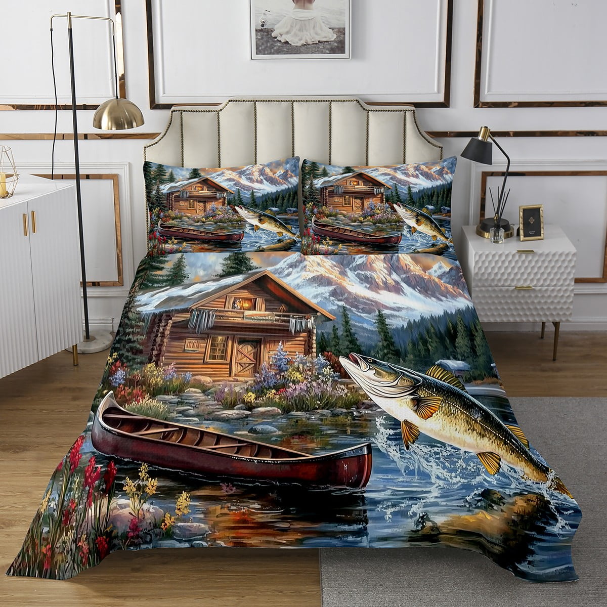 Pike Fish Bedspread Set Twin Size,Hunting and Fishing Bedspread Sets ...