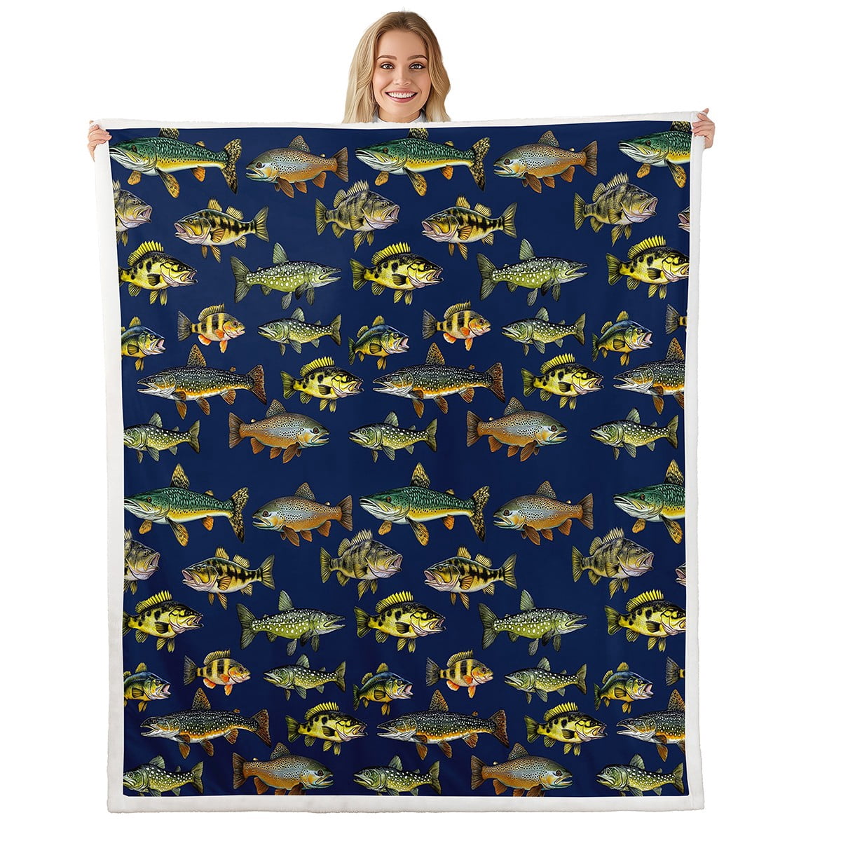 Pike Fish Blanket 40x50, Vintage Fishing And Hunting Throw Blanket ...