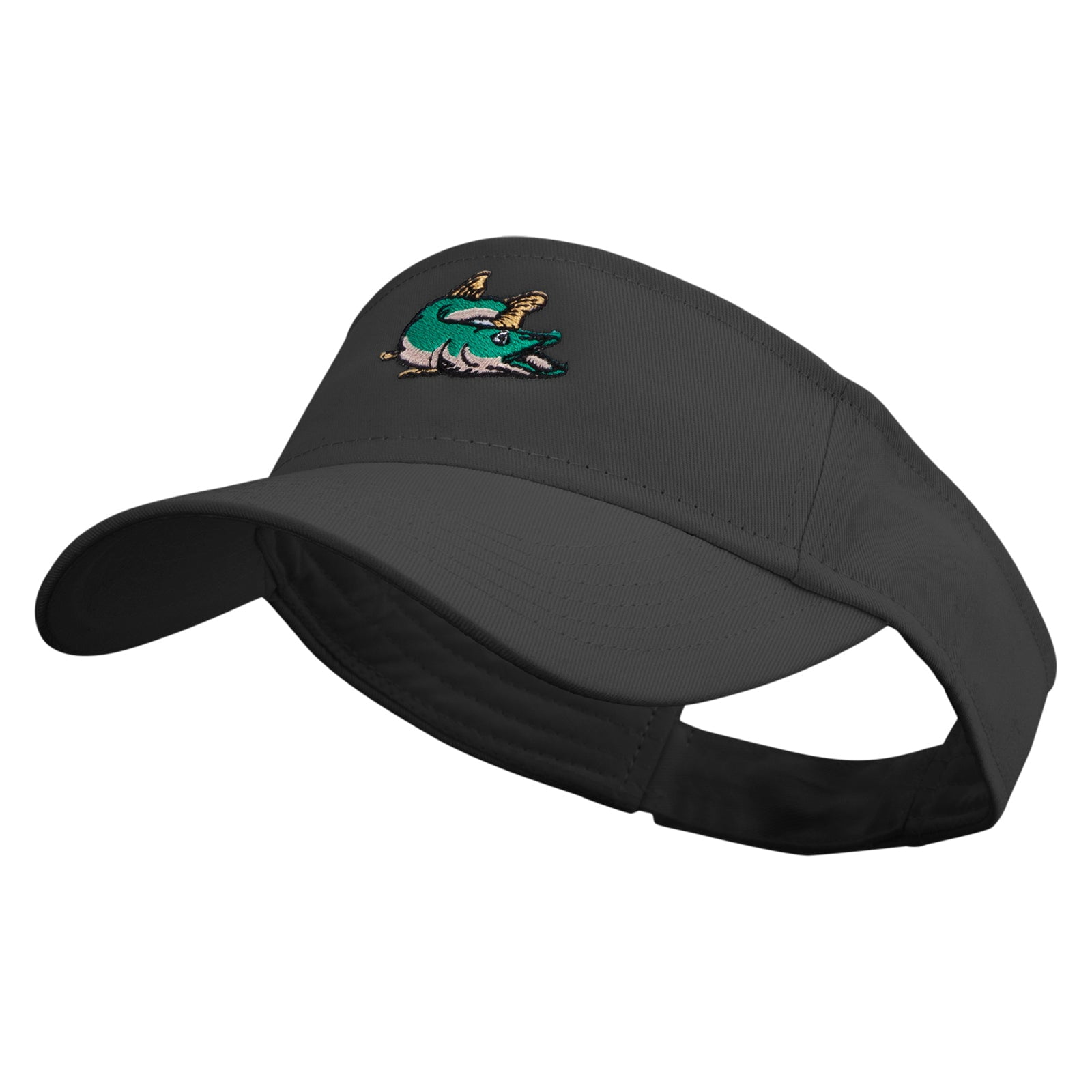 Pike Fish Embroidered Cotton Twill Sun Visor - Black OSFM - Walmart.com