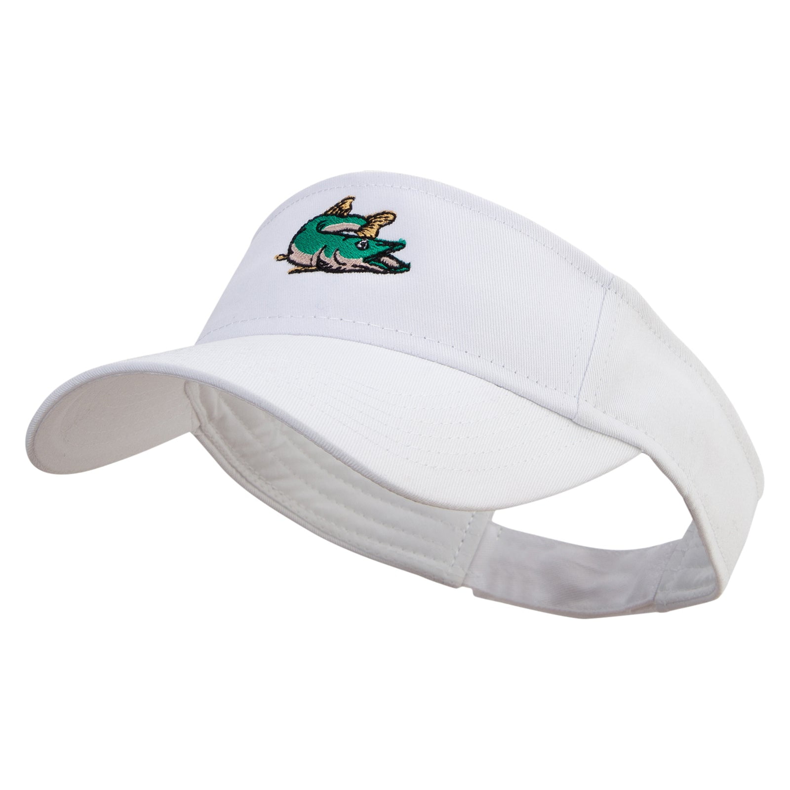 Pike Fish Embroidered Cotton Twill Sun Visor - White OSFM - Walmart.com