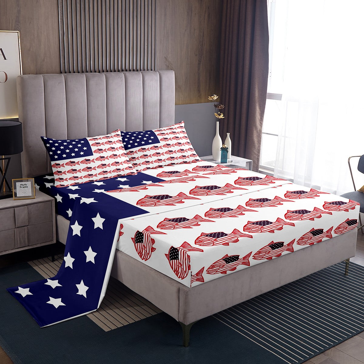 Pike Fish Twin Bed Sheets American Flag Sheets for Boys Girls Kids ...