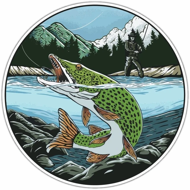 Pike Musky Fish Fishing Fisherman Car Window Stickerphone Decal Water ...