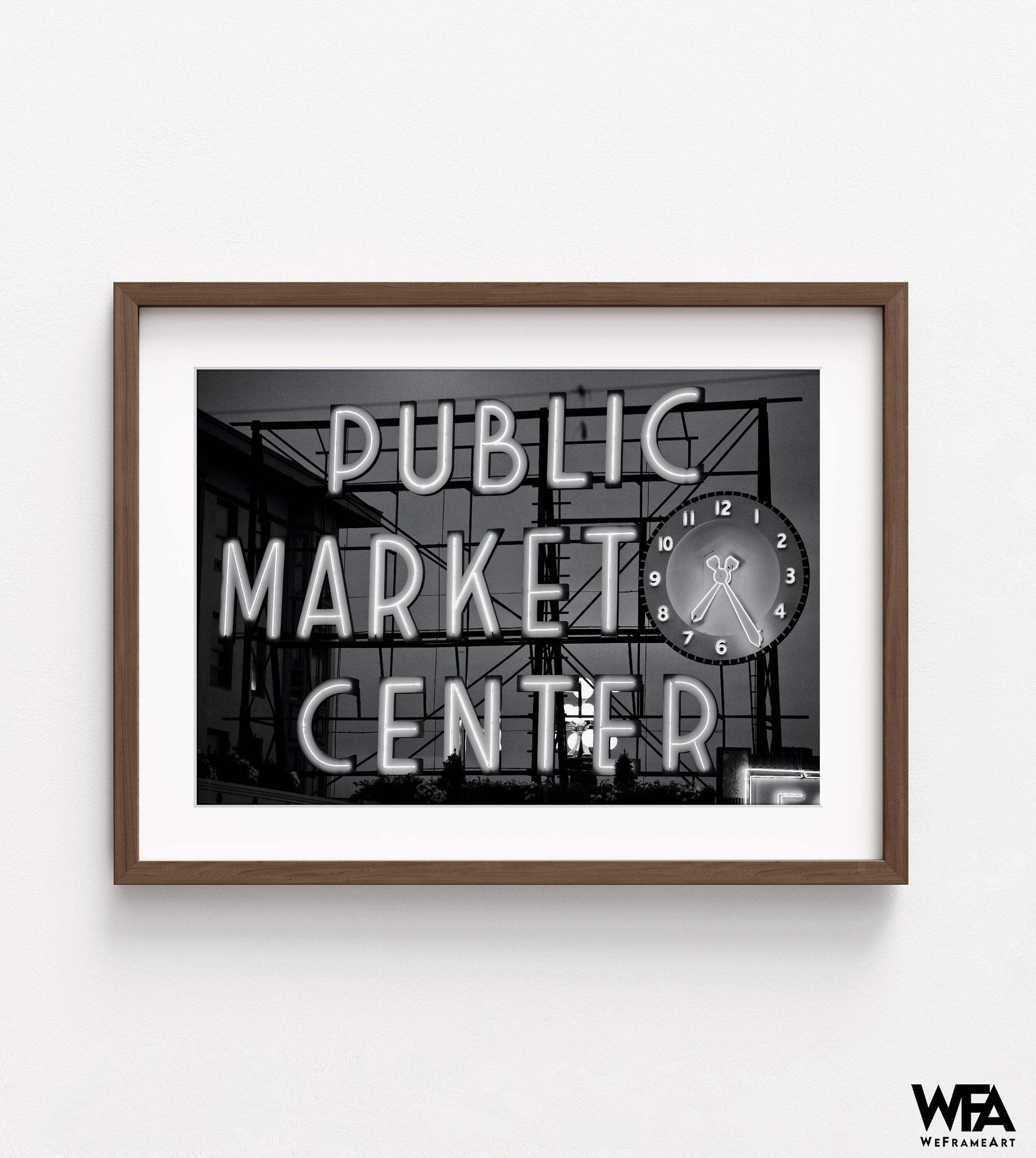 Pike Place Market Photography Print, Framed Seattle Photo Wall Art ...