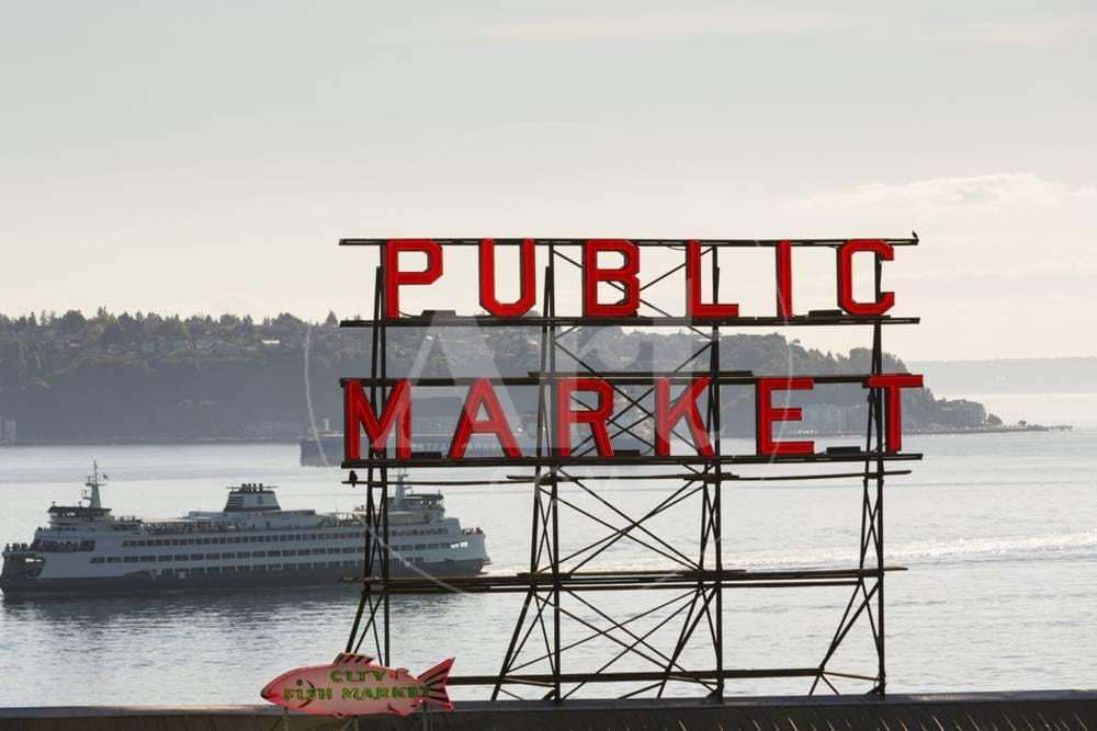 Pike Place Market Sign, Unframed Photographic Print Wall Art by Jon ...