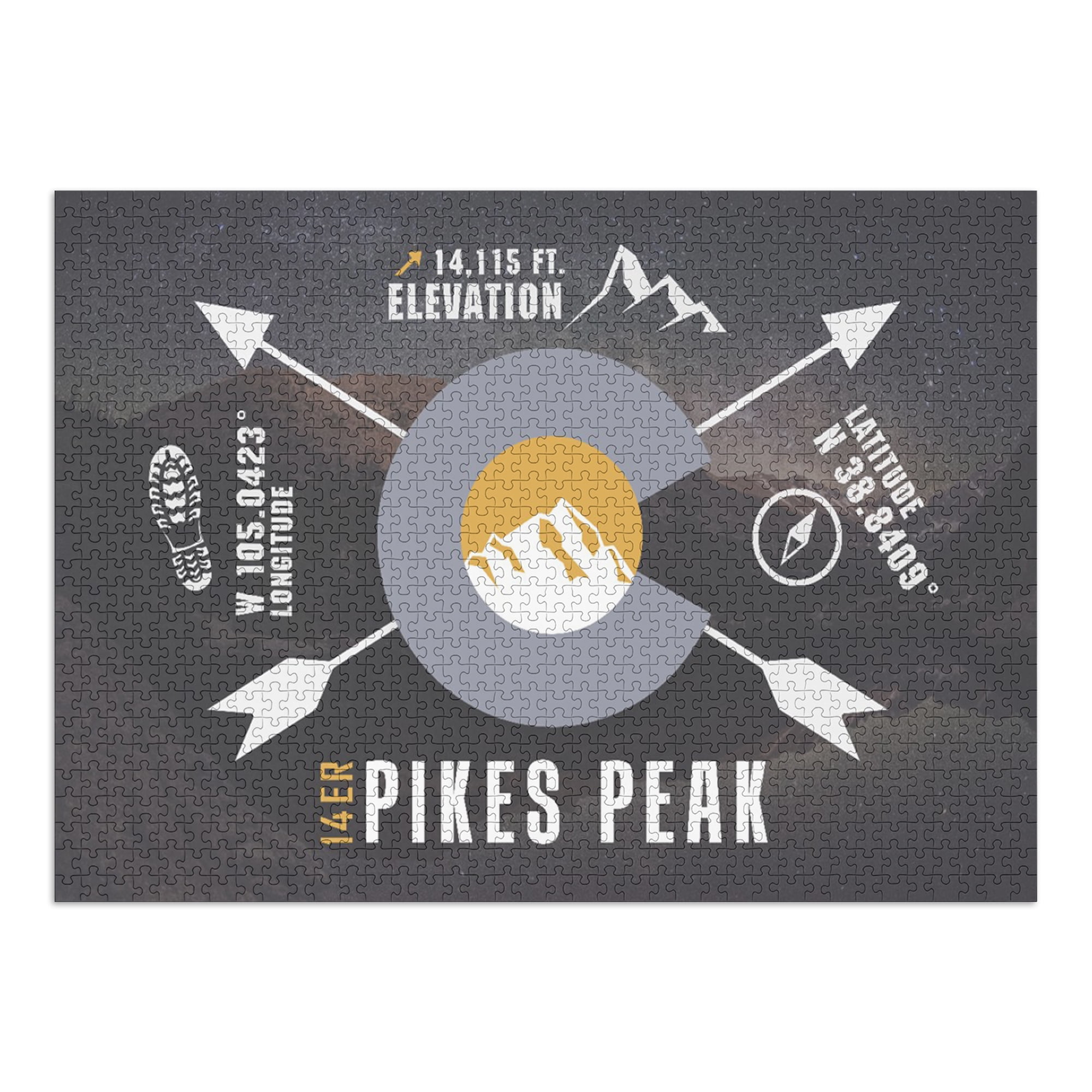 Pikes Peak, Colorado, Infographic, The Fourteeners (1000 Piece Puzzle ...