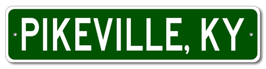 Pikeville Kentucky Metal Wall Decor City Limit Sign Size: 4 x 16 Inch ...