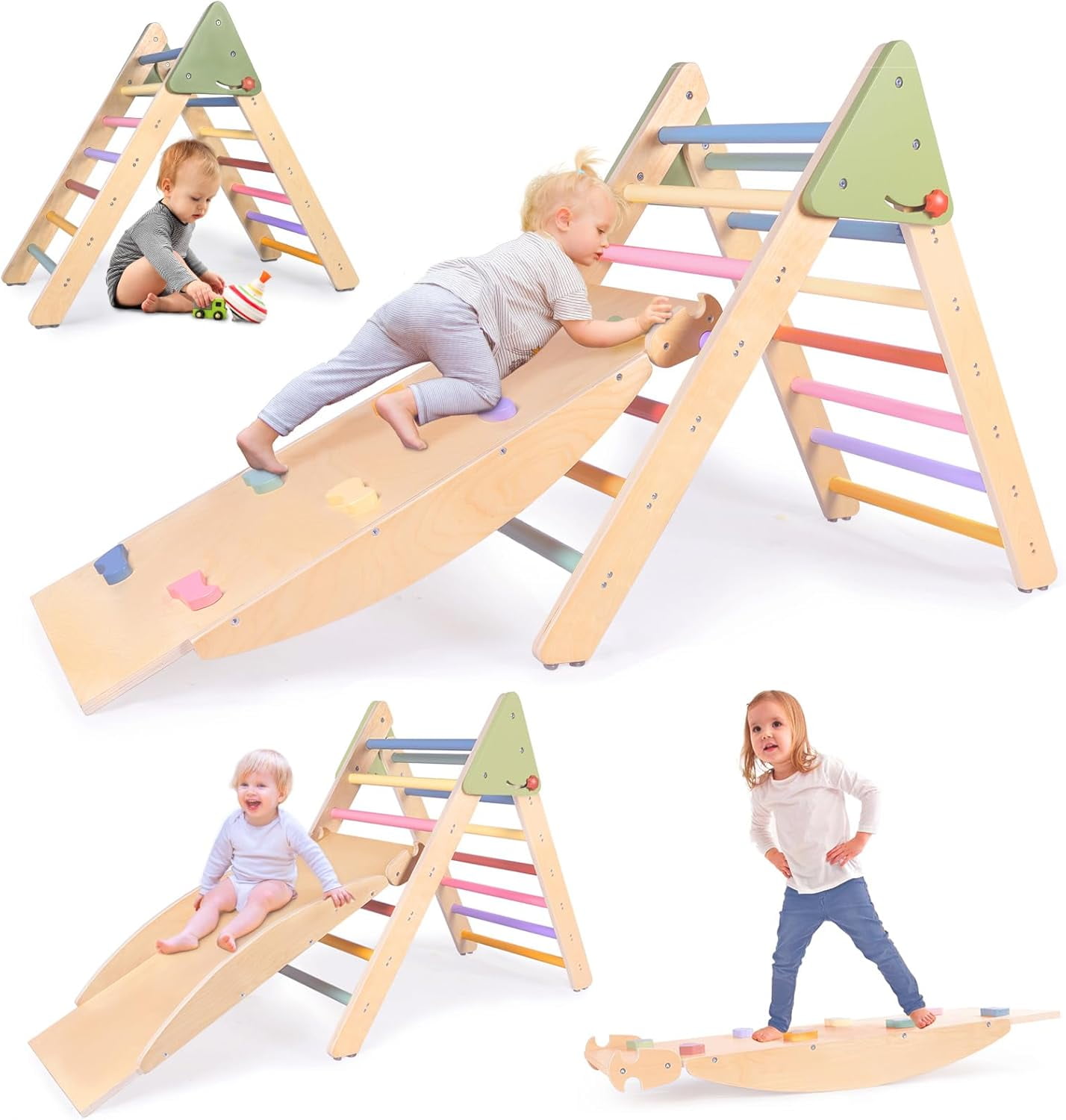 Pikler Triangle Set 5in1 Montessori Toddler Climbing Toys Indoor ...
