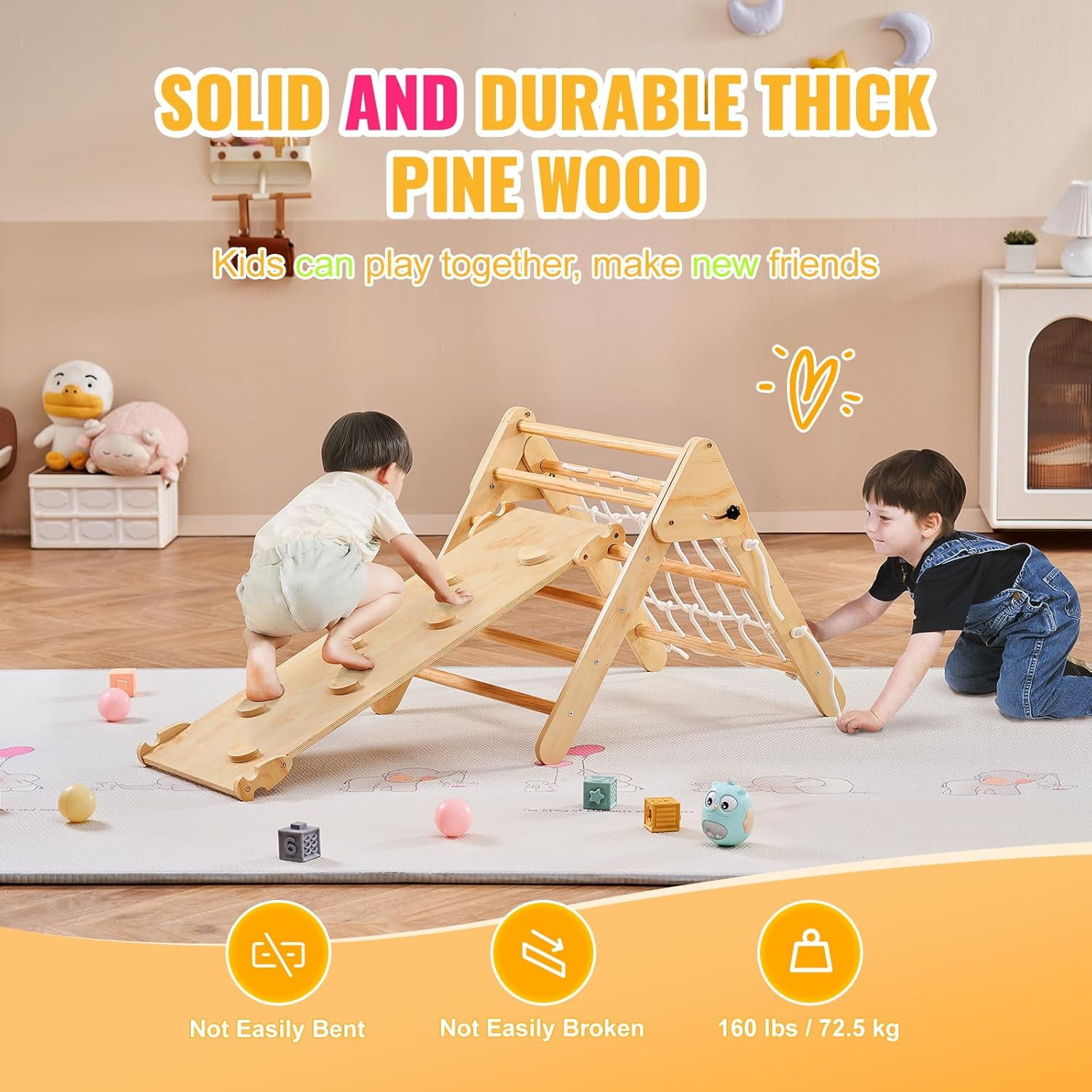 Pikler Triangle Set Climber 4 in 1, Montessori Foldable Climbing Set ...