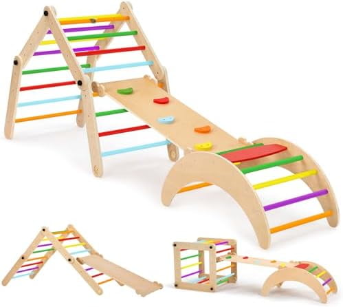 Pikler Triangle Set, K3 3 PCS Climbing Toys for Toddlers 1-3 Inside ...
