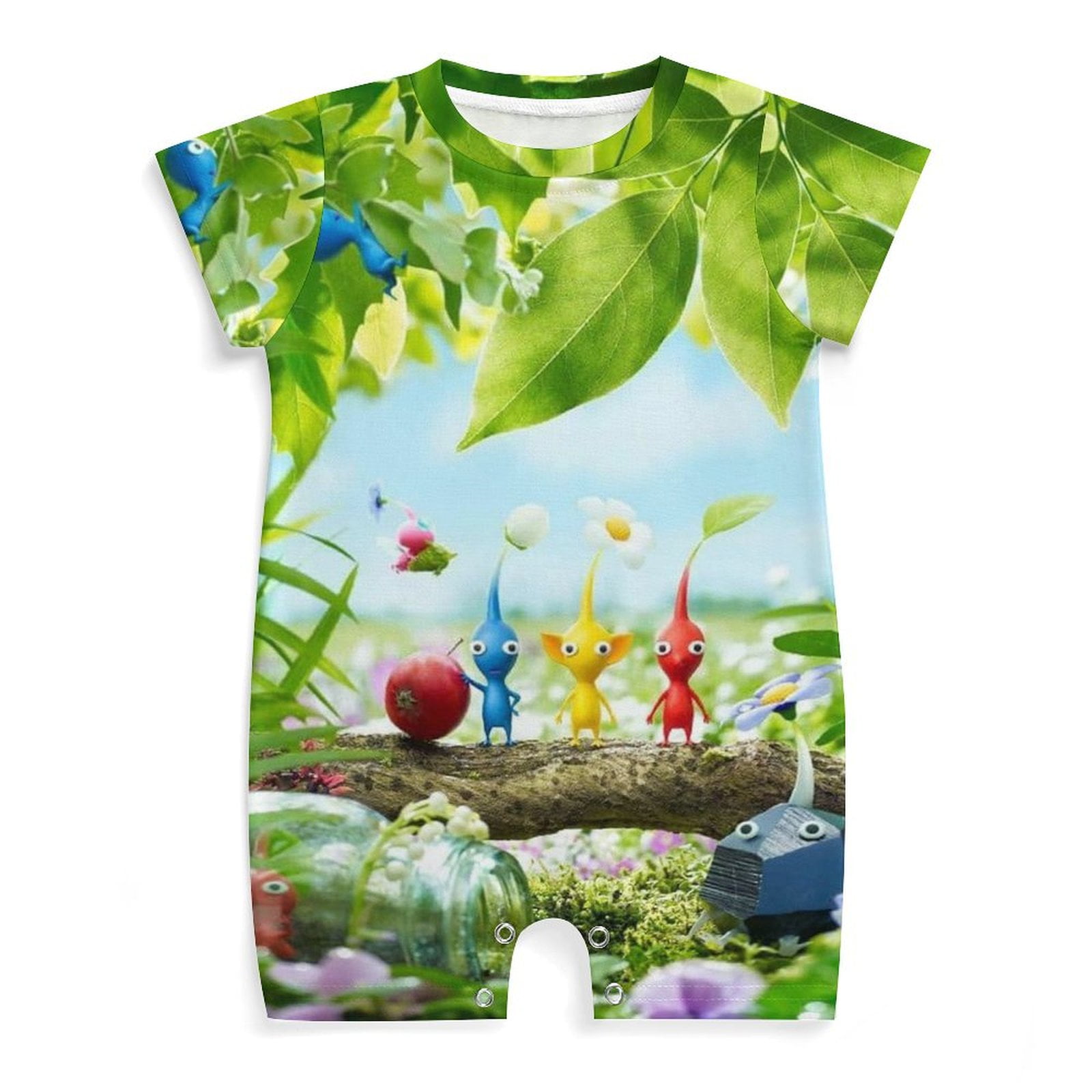 Pikmin Baby Boy Girl Short Sleeve Romper Clothing Set Print Cartoon ...