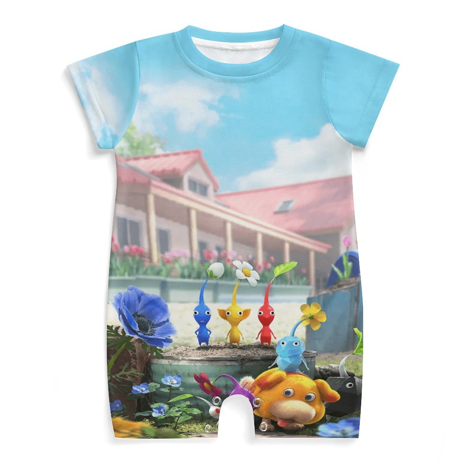 Pikmin Baby Boy Girl Short Sleeve Romper Clothing Set Print Cartoon ...