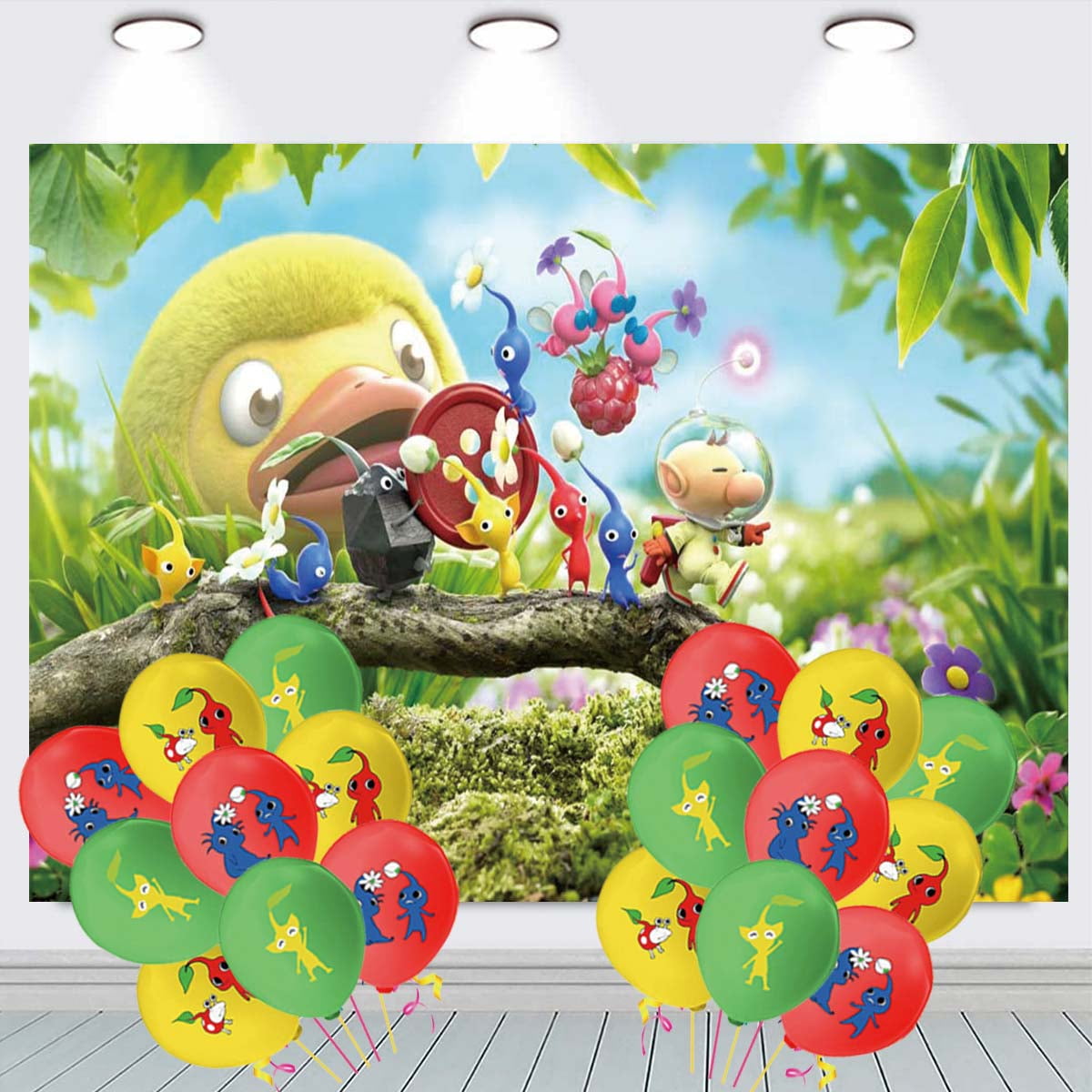 Pikmin Backdrop Banner Balloons Party Decorations Supplies Taspestry ...