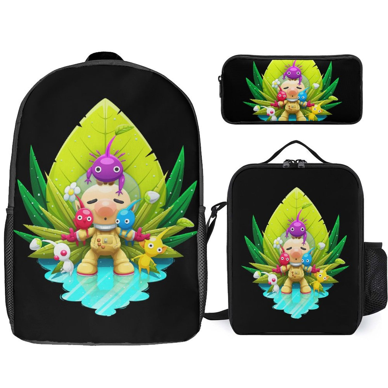 Pikmin Backpack Set Cartoon Backpacks With Lunch Bag Pencil Bag Set 3 Pcs Set Backpack Merch ...