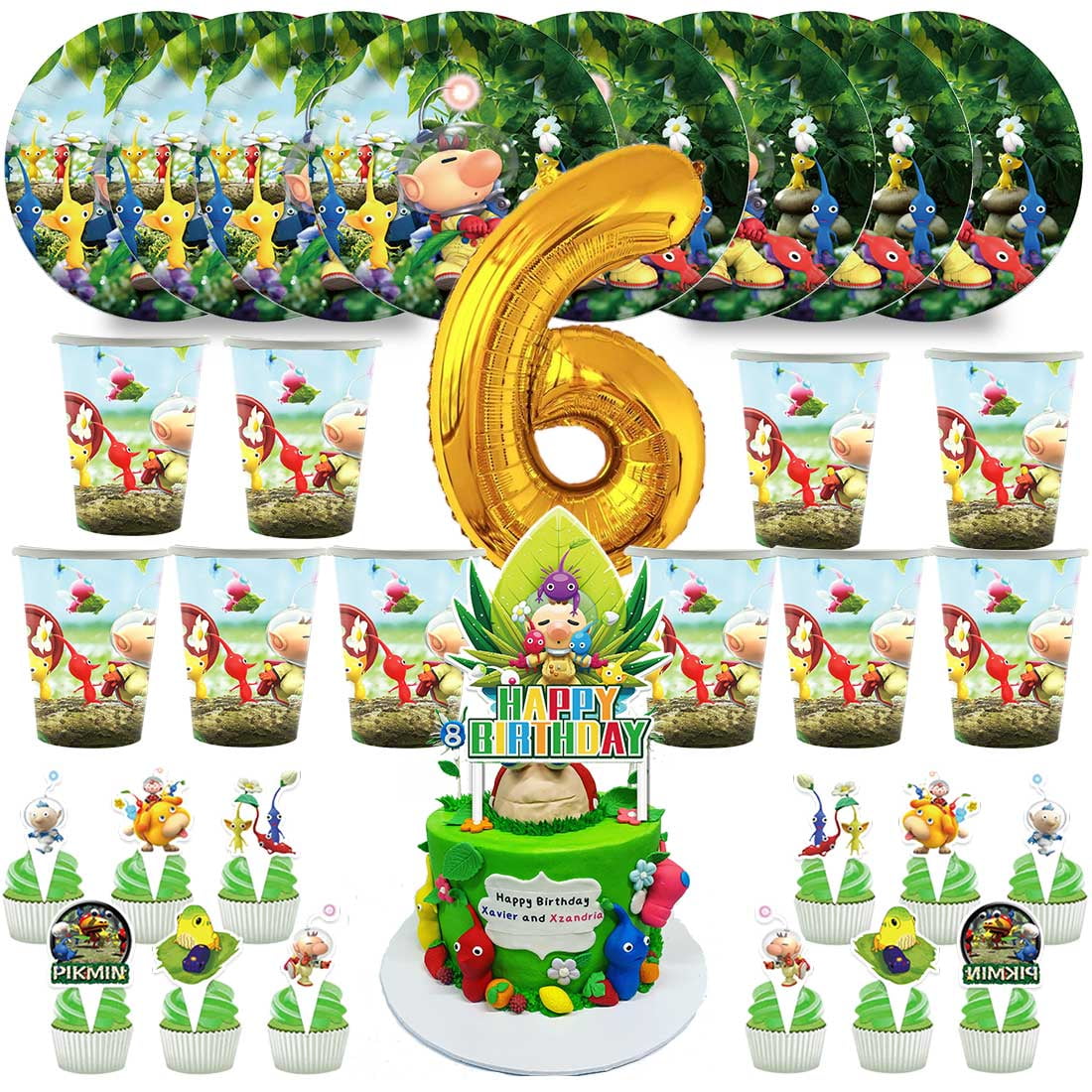 Pikmin Birthday 6th Cups Party Supplies Plates Fans Decorations Cake ...