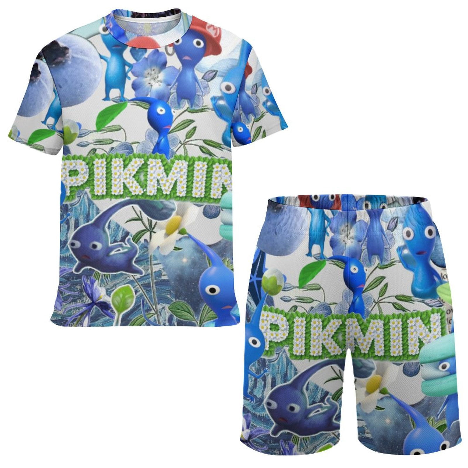 Pikmin Boys Short Sleeve Mesh T-Shirt And Shorts Outfit Set Summer ...