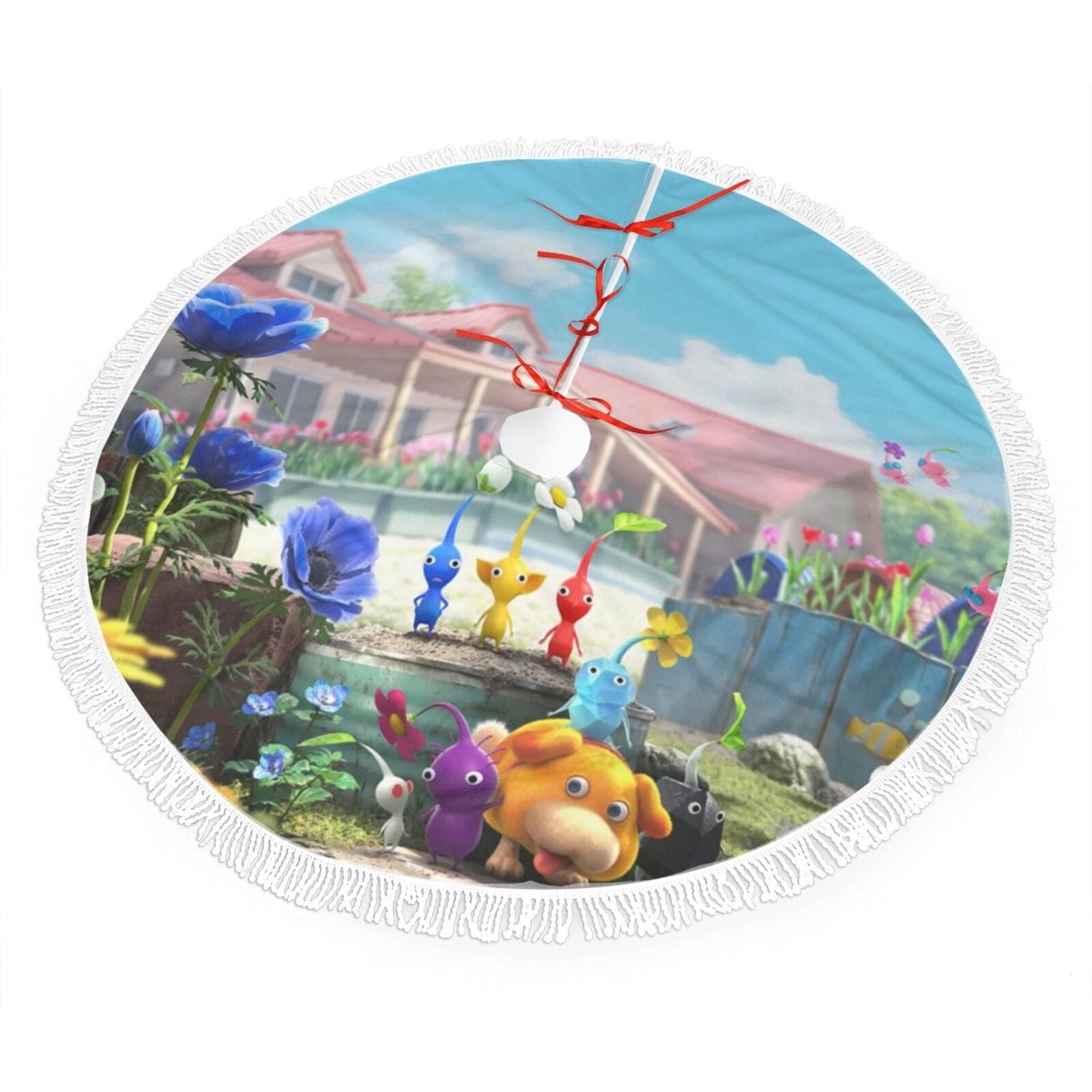 Pikmin Christmas Tree Skirt, 48" Xmas Tree Skirts Mat, Winter Christmas ...