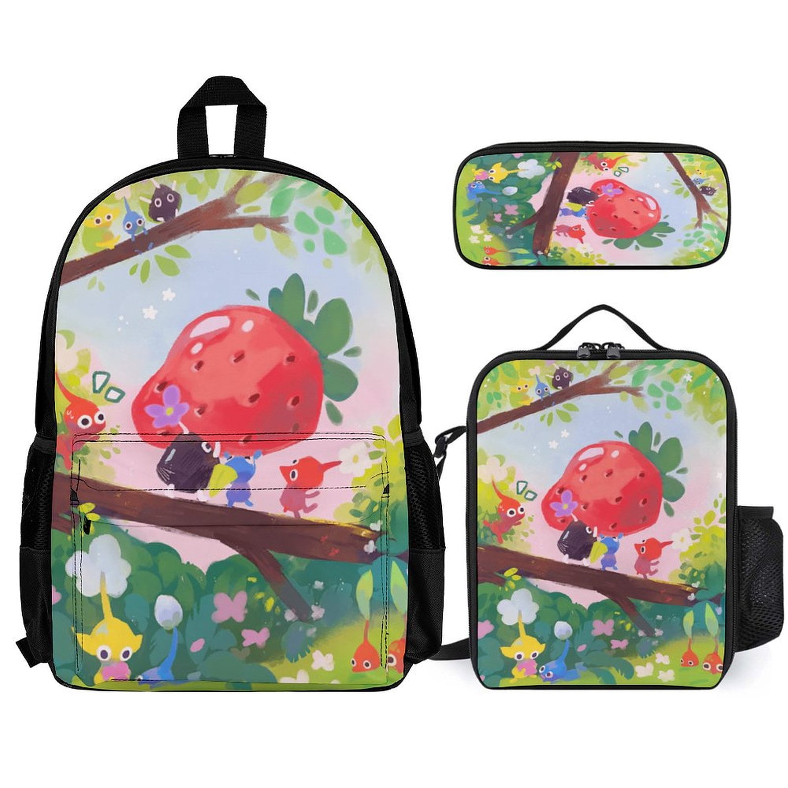 Pikmin Game Casual Backpack 3 Piece Set Daypack Lightweight Laptop Bag ...