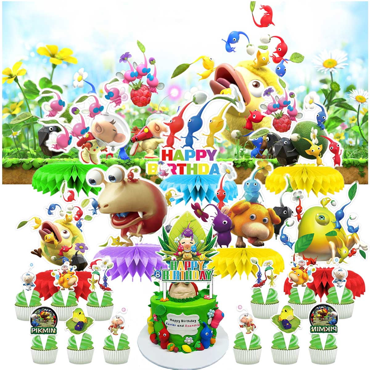 Pikmin Honeycomb Centerpieces Table Toppers Decorations for Birthday ...