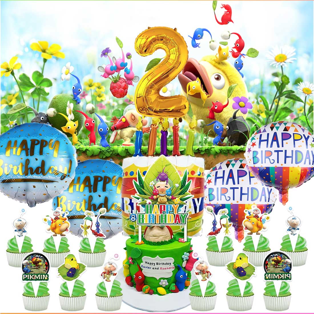 Pikmin Party Supplies Decor 2nd Kit Balloons Birthday Cake Topper ...