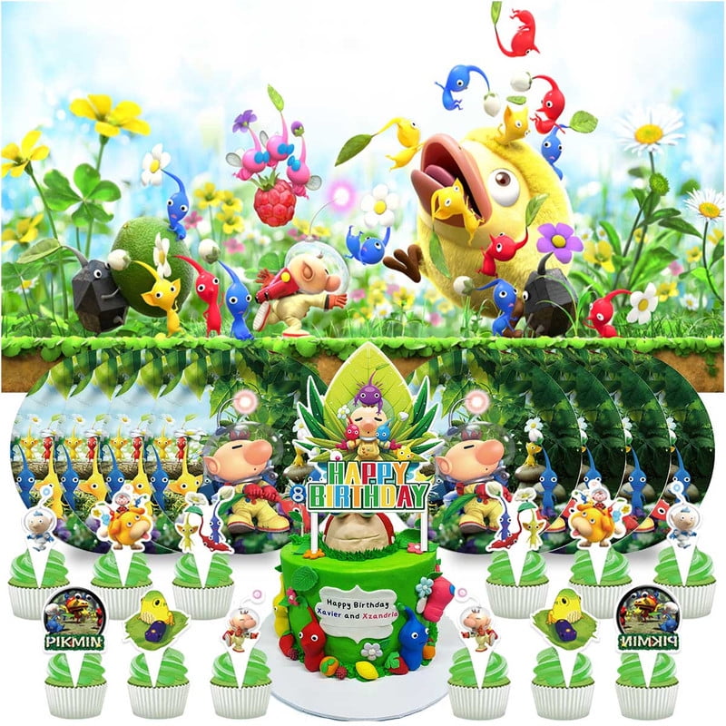 Pikmin Party Supplies Decor Movie Backdrop Plates Banner Background ...